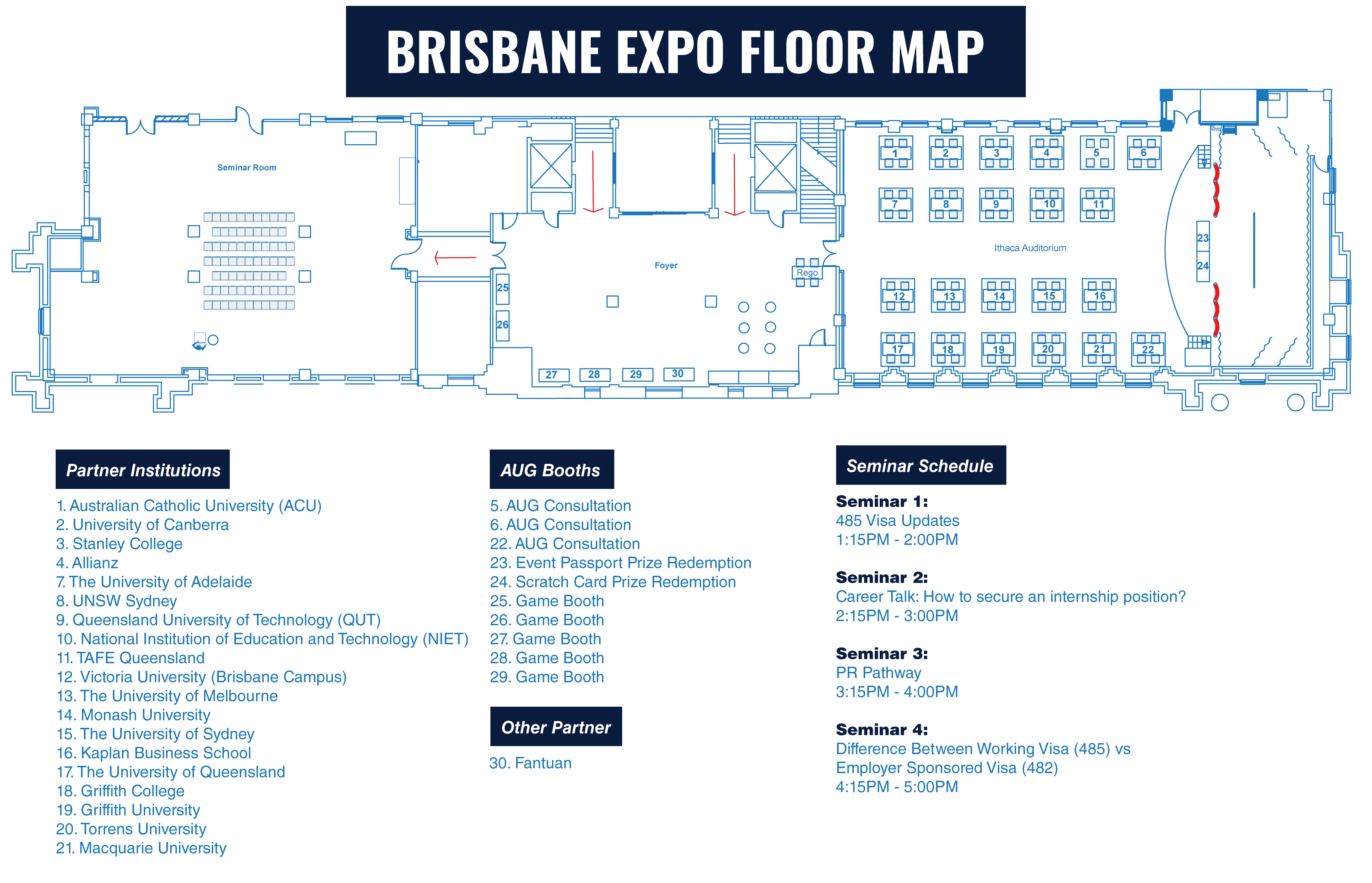 [AUG Brisbane] StudyExpo Floor Map - AUG Student Services